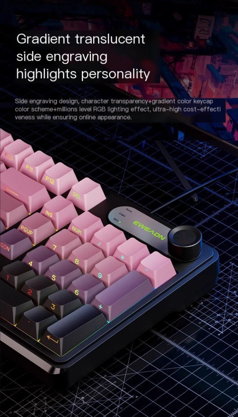 Zeus x Eweadn V102 RGB Mechanical Feel Keyboard 16M RGB Colors Silent ...