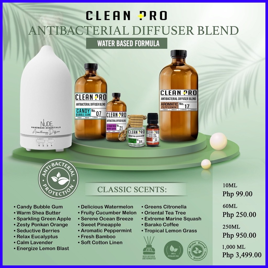Clean Pro Green Citronella Scent Antibacterial Blend Diffuser | Shopee ...