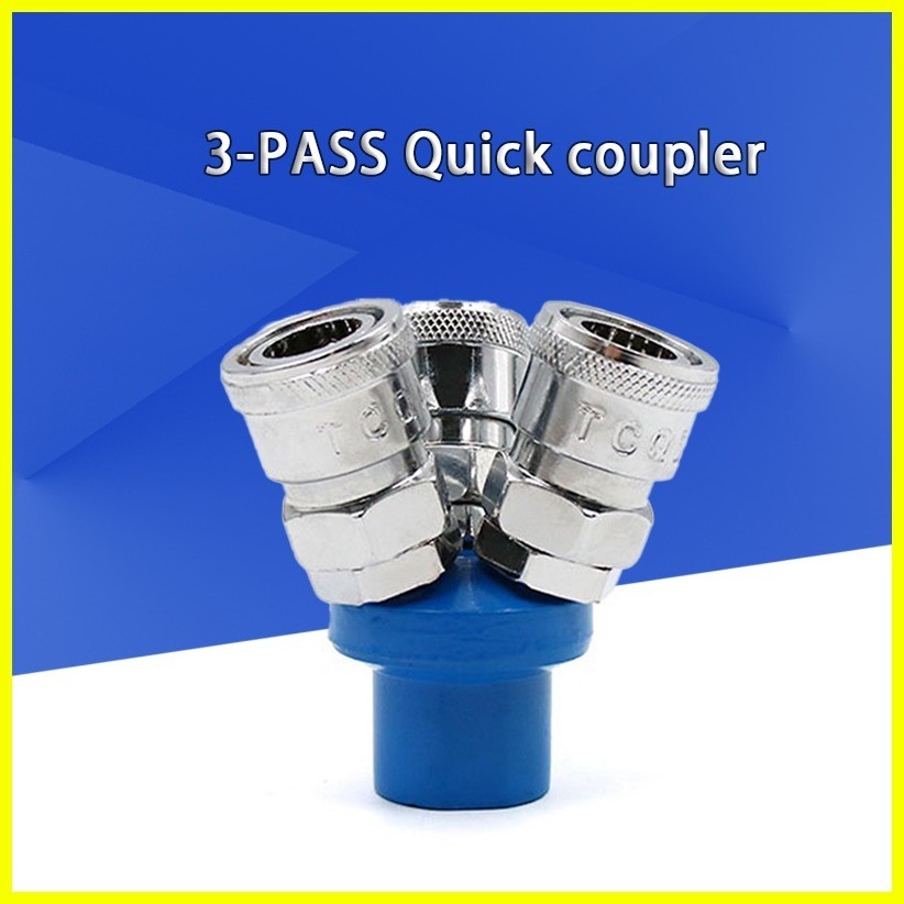 2 Way 3 Way Air Compressor 1/4" Quick Connector Pneumatic Compressor Manifold Coupler | Shopee ...
