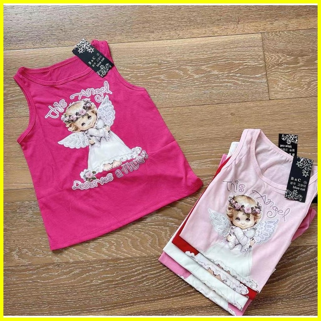 kids girls embossed sando cut angel desgin for 1-5yrs old sleeveless ...
