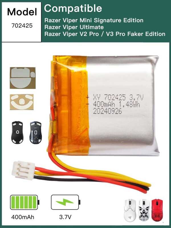 Replacement Mouse Battery 400mah For Razer Viper V2 Pro , V3 Pro Faker ...