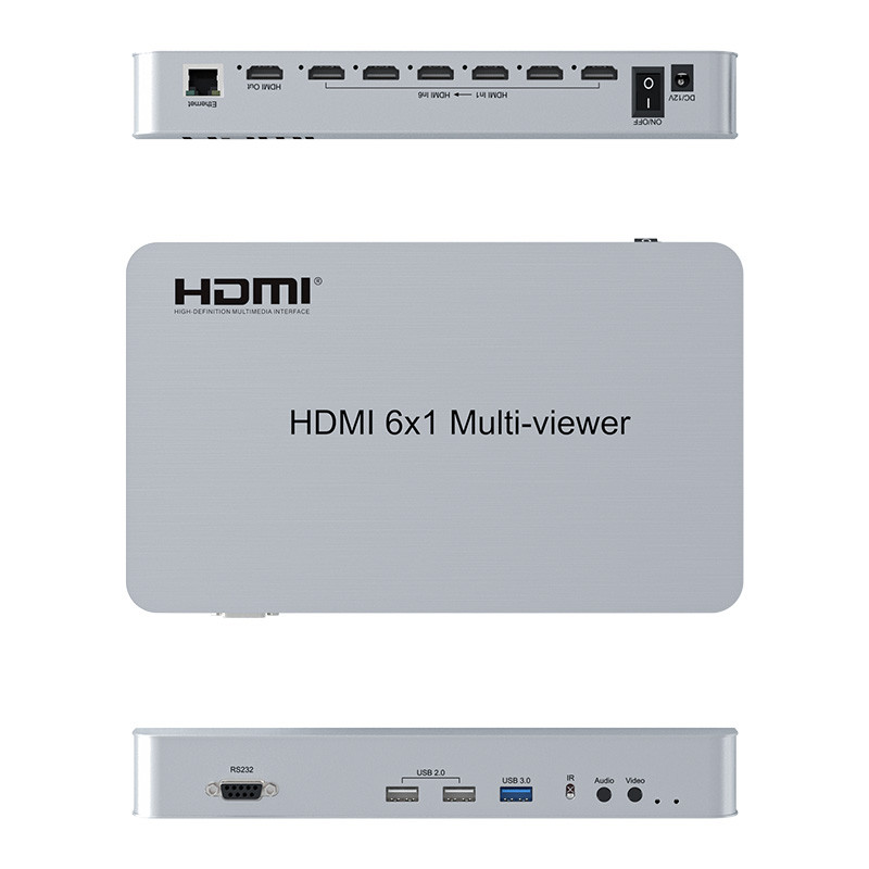 4K 60Hz 6x1 HDMI Multiviewer 6 Channel Video Multiplexer Multi Screen ...
