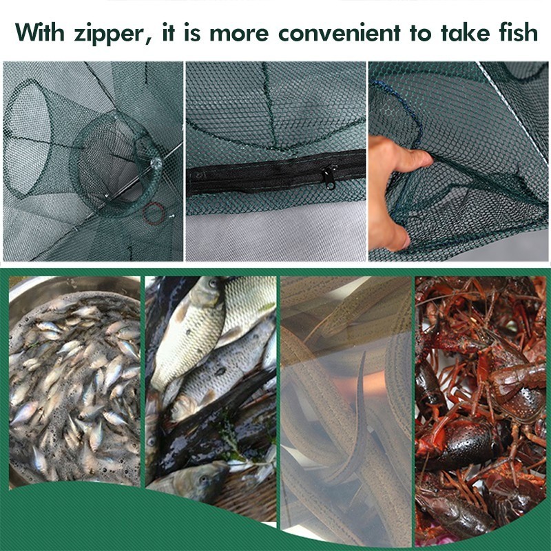 16 Holes Automatic Fishing Net Shrimp Cage, Crab, Fish Trap Cast Fish ...