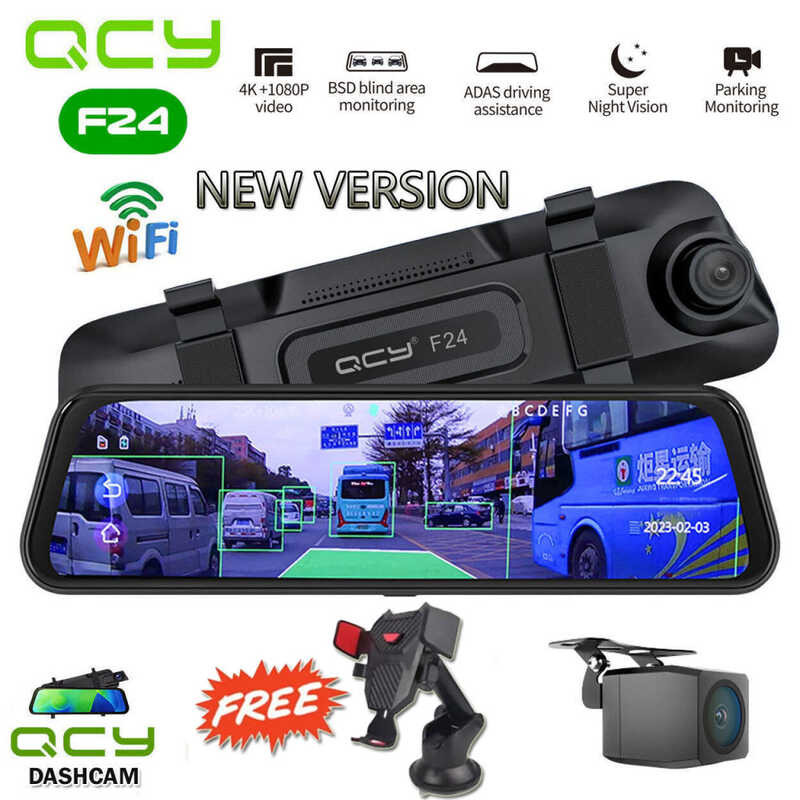 ORIGINAL QCY F24 4K Ultra HD BSD 9.66" Touch Screen 4K+1080P(Ultra ...