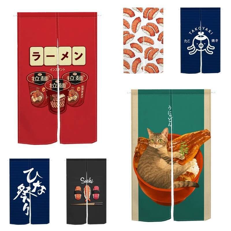 Japanese Sushi Takoyaki Doorway Curtain Resturant Taiyaki Dango Ramen ...