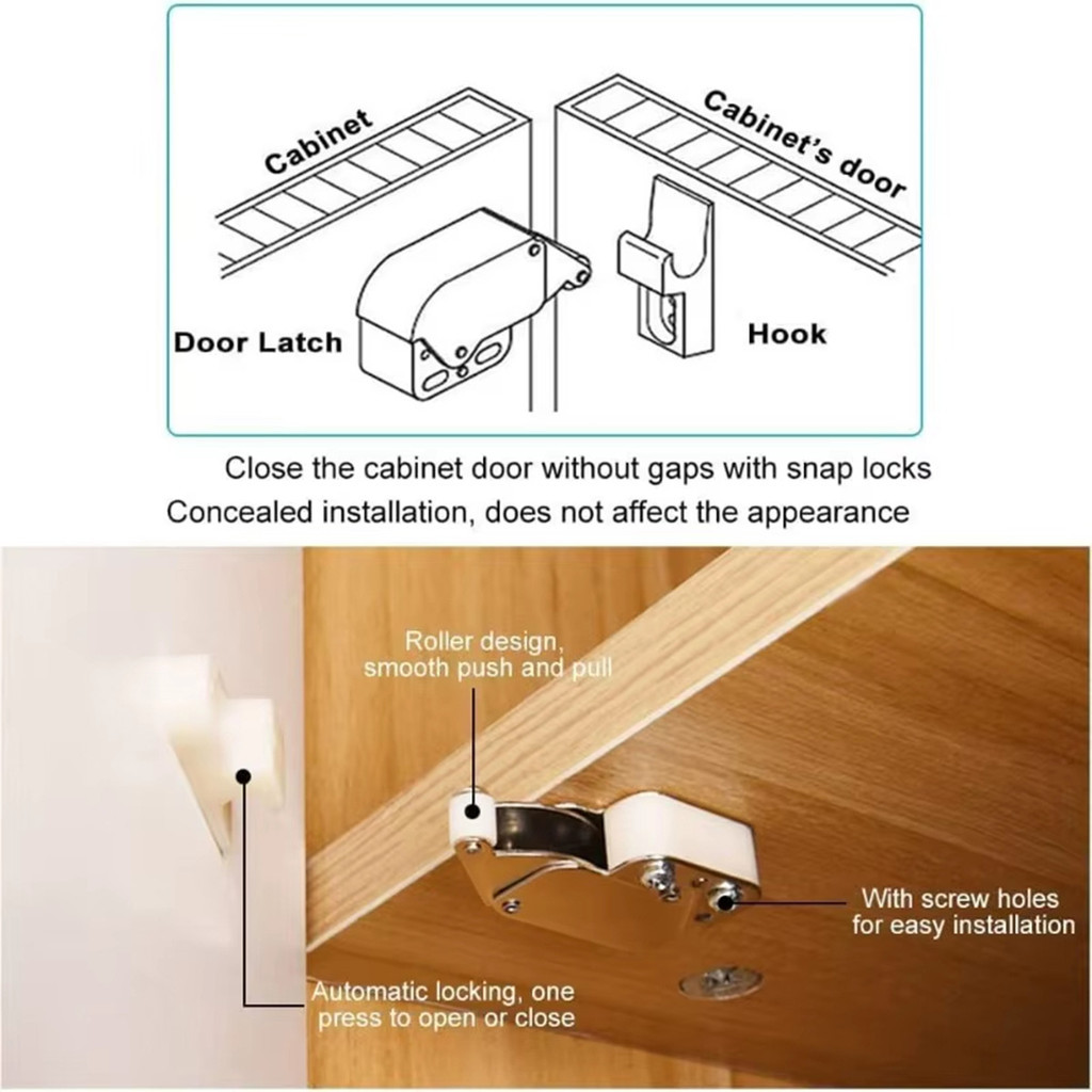 Automatic Spring Catch Locks – Touch Release For Cabinet, Closet ...