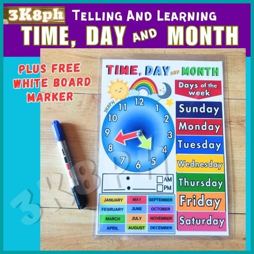 Telling Time chart , Days of the Week chart and Months of the year ...