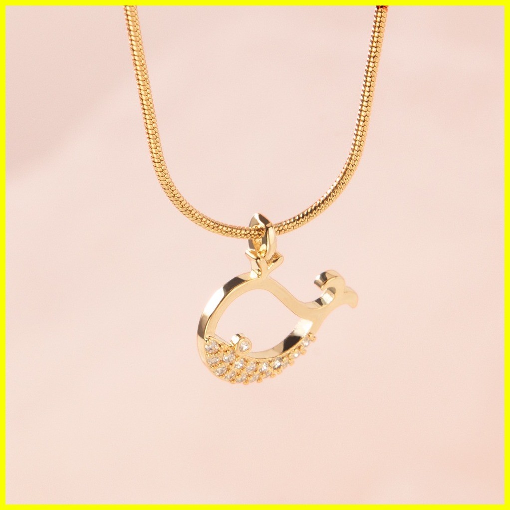 lisa jewelry 18K Gold Necklace Small Whale Small Fish Necklace Pendant ...