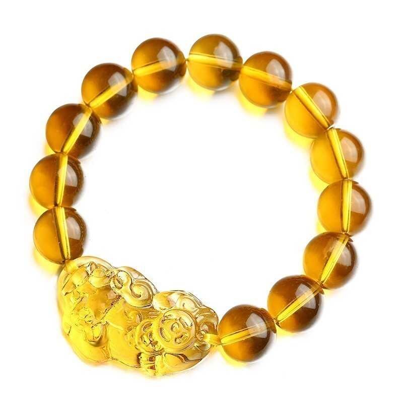 crystal Natural yellow Pixiu bracelet for both men and women, couple's ...