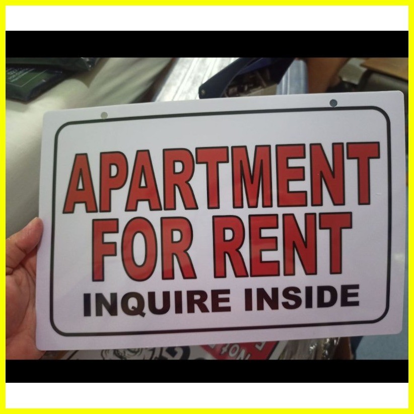 Apartment for Rent Signage Inquire Inside A4 Size PVC (Hard Plastic ...