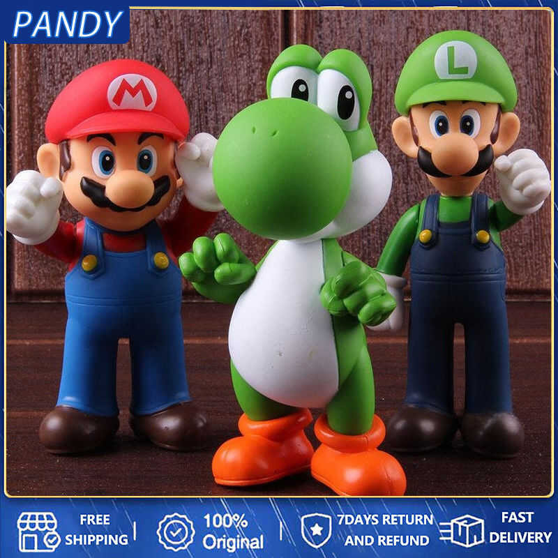 3Pcs Er Mario 3Pcs/Set Mario Bros Yoshi Luigi PVC Action Figure ...