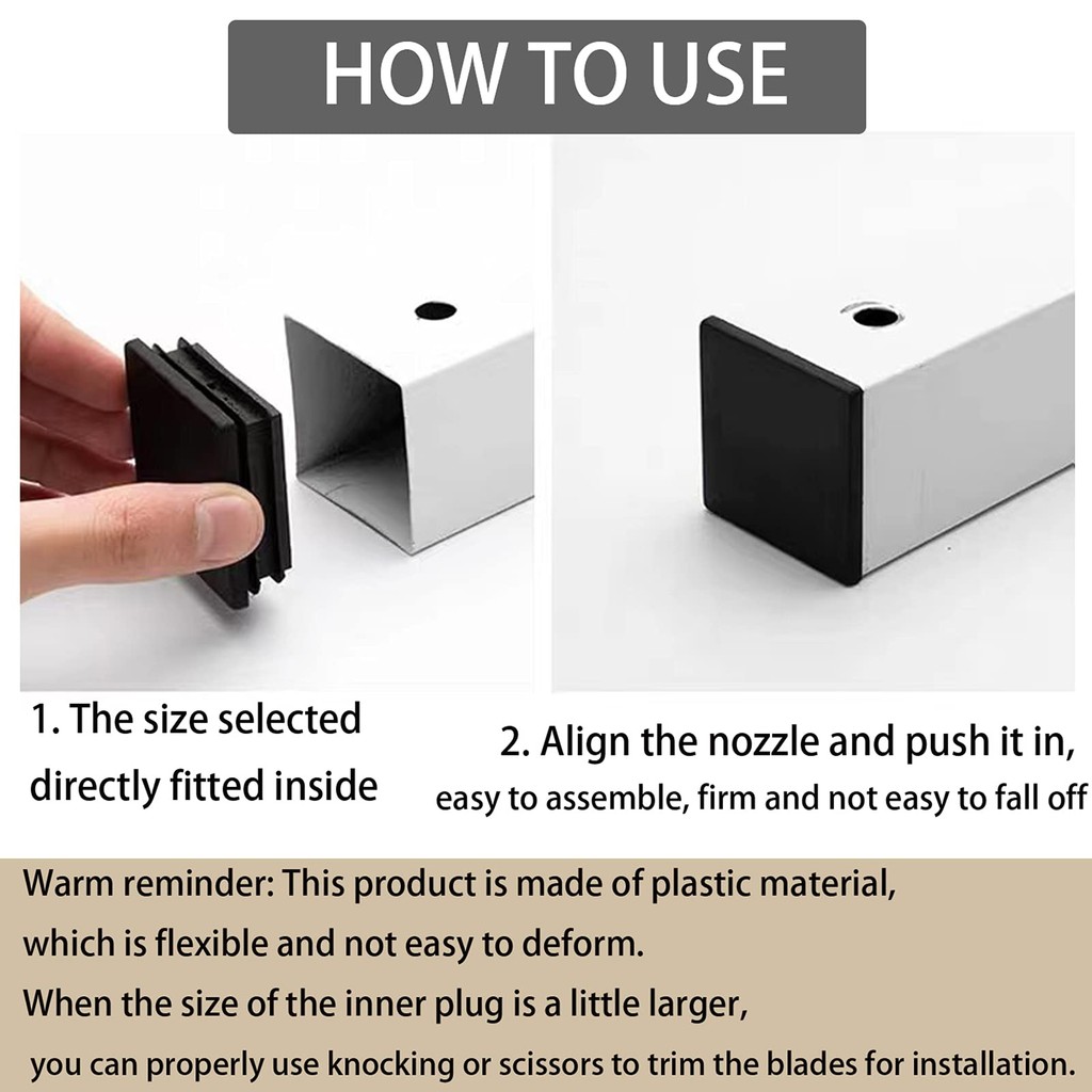 Tubular End Cap Plastic Plug Square Rectangular Chair Table and ...