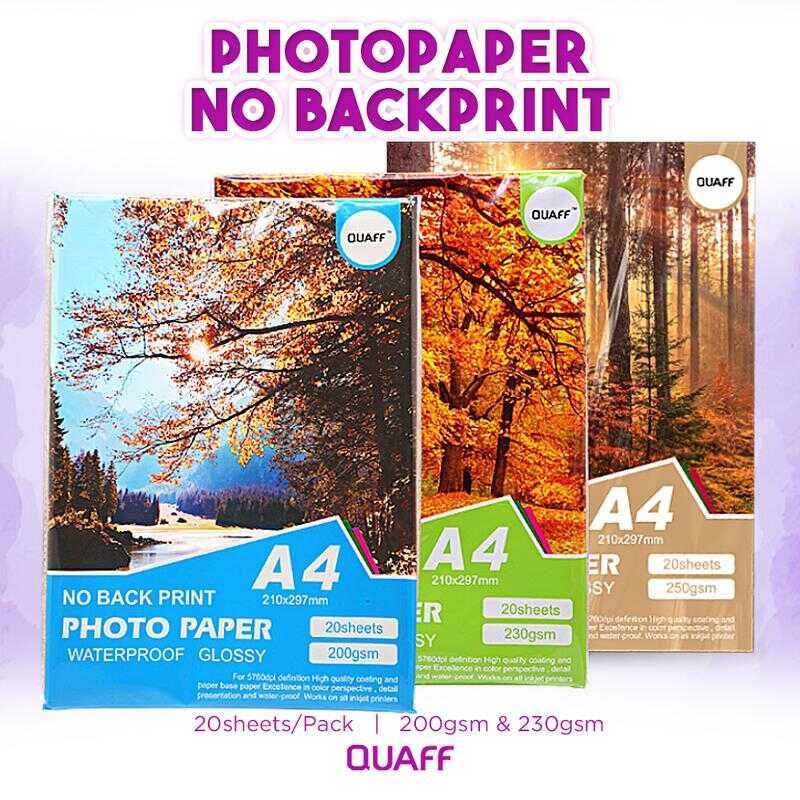 Quaff No Back Print Glossy Inkjet Photo Paper A4 200Gsm 230Gsm 20 ...