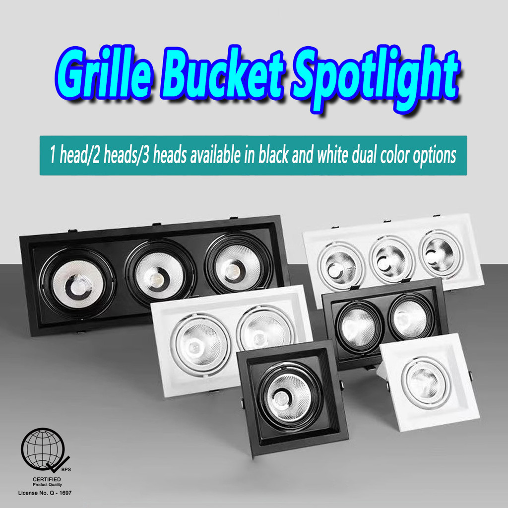 Recessed LED Grille Bucket Spotlight Shop Plafond Ceiling Light Square ...