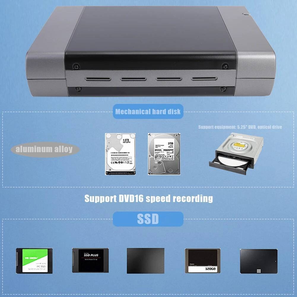 Enclosure 5.25inch USB3.0/2.0 To SATA External Drive Case port DVD SSD ...