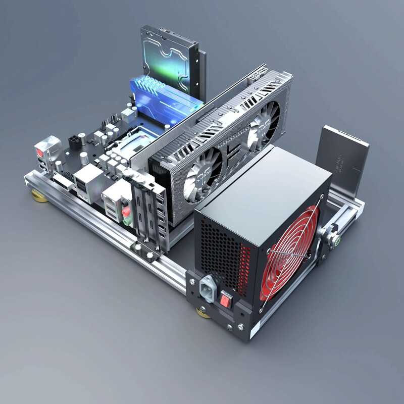 Aluminum Alloy Open Computer Case ITX Mini Motherboard Dual X79 X99 ...
