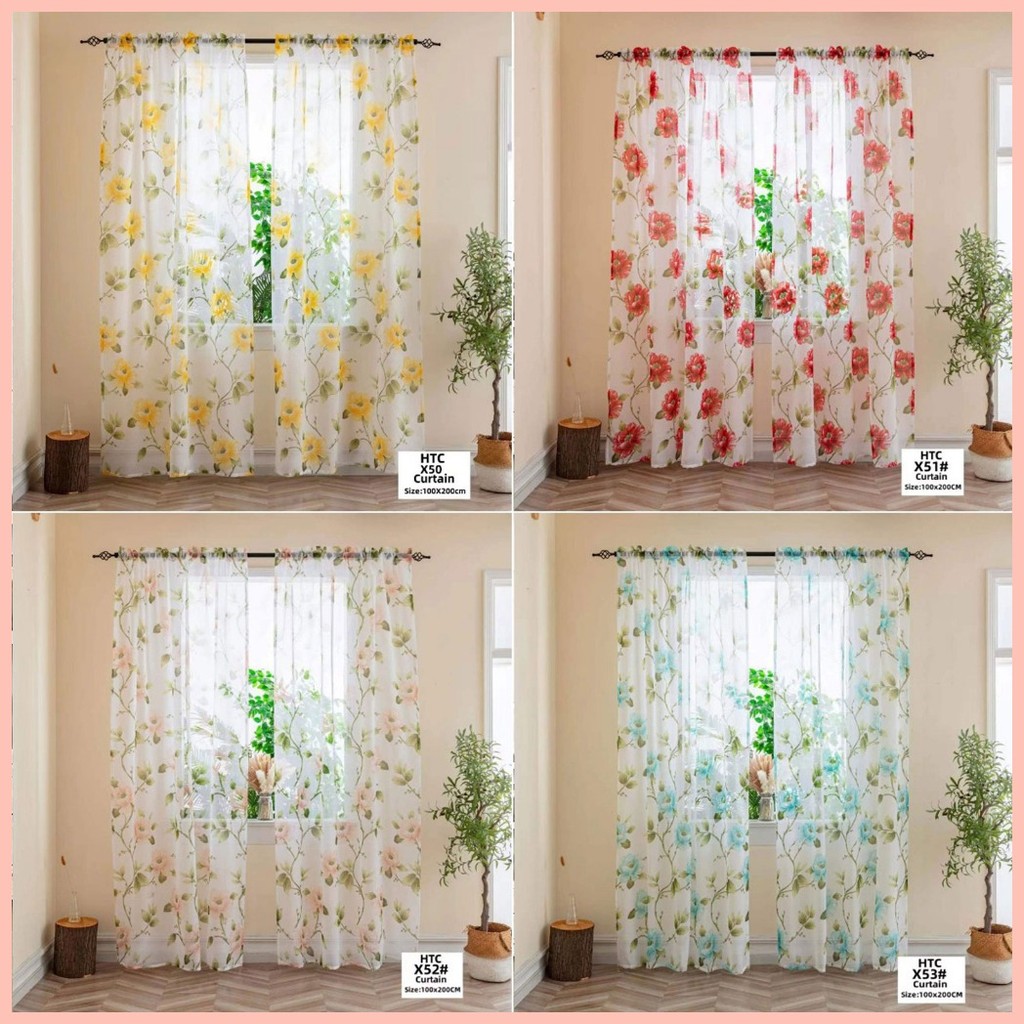 COD Door Solid Color White Sheer Curtain Living Room Bedroom Window ...