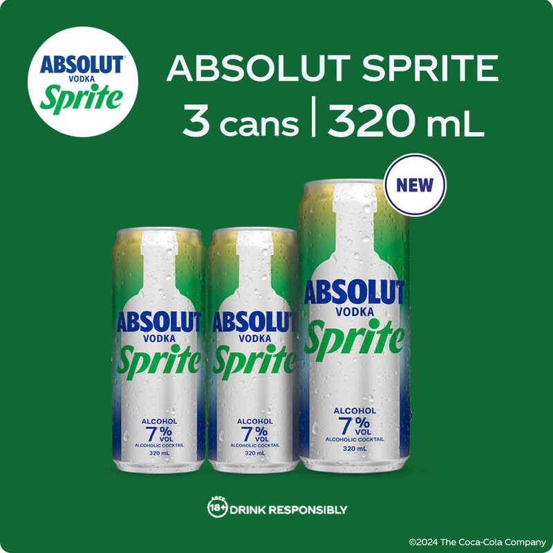 Absolut Vodka & Sprite 320Ml 7% Alcohol - Pack Of 3 Acc | Shopee ...