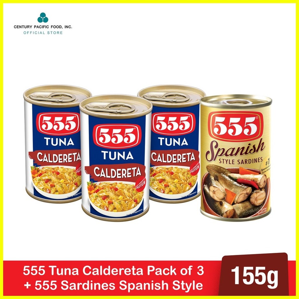555 Tuna Caldereta 155g Pack of 3 + 555 Sardines Spanish Style 155g ...