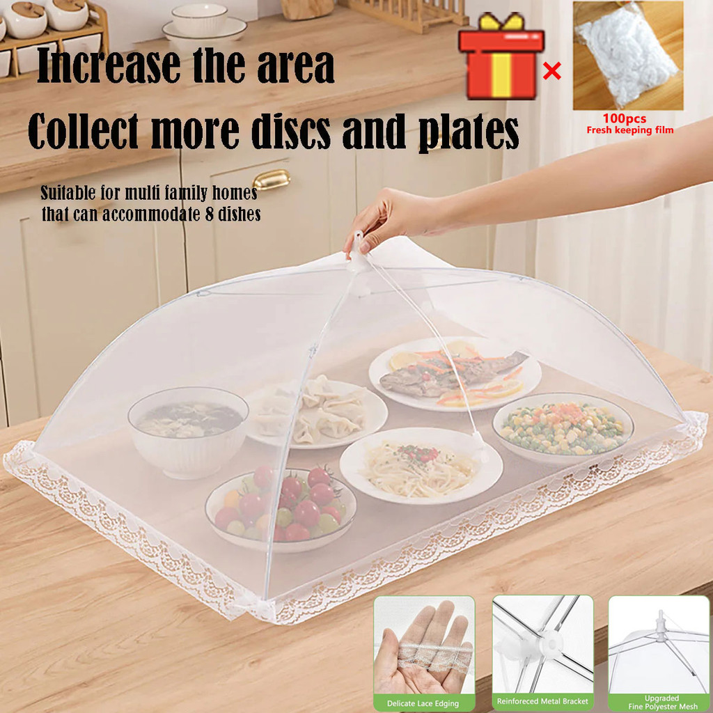 Kitchen Foldable Food Mesh Cover Anti-Fly Umbrella Tent Cover Vegetable ...
