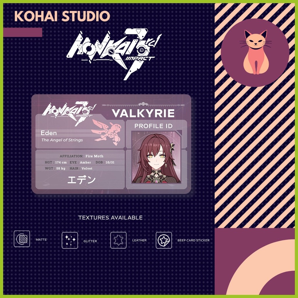 Honkai Impact 3rd Collectible ID Cards Cosplay Merch BEEP by Kohai ...