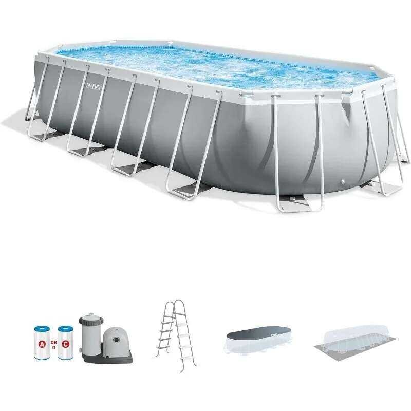 Ring Swimming Prism Frame Premium Oval Above Ground Pool Set Ft X In ...
