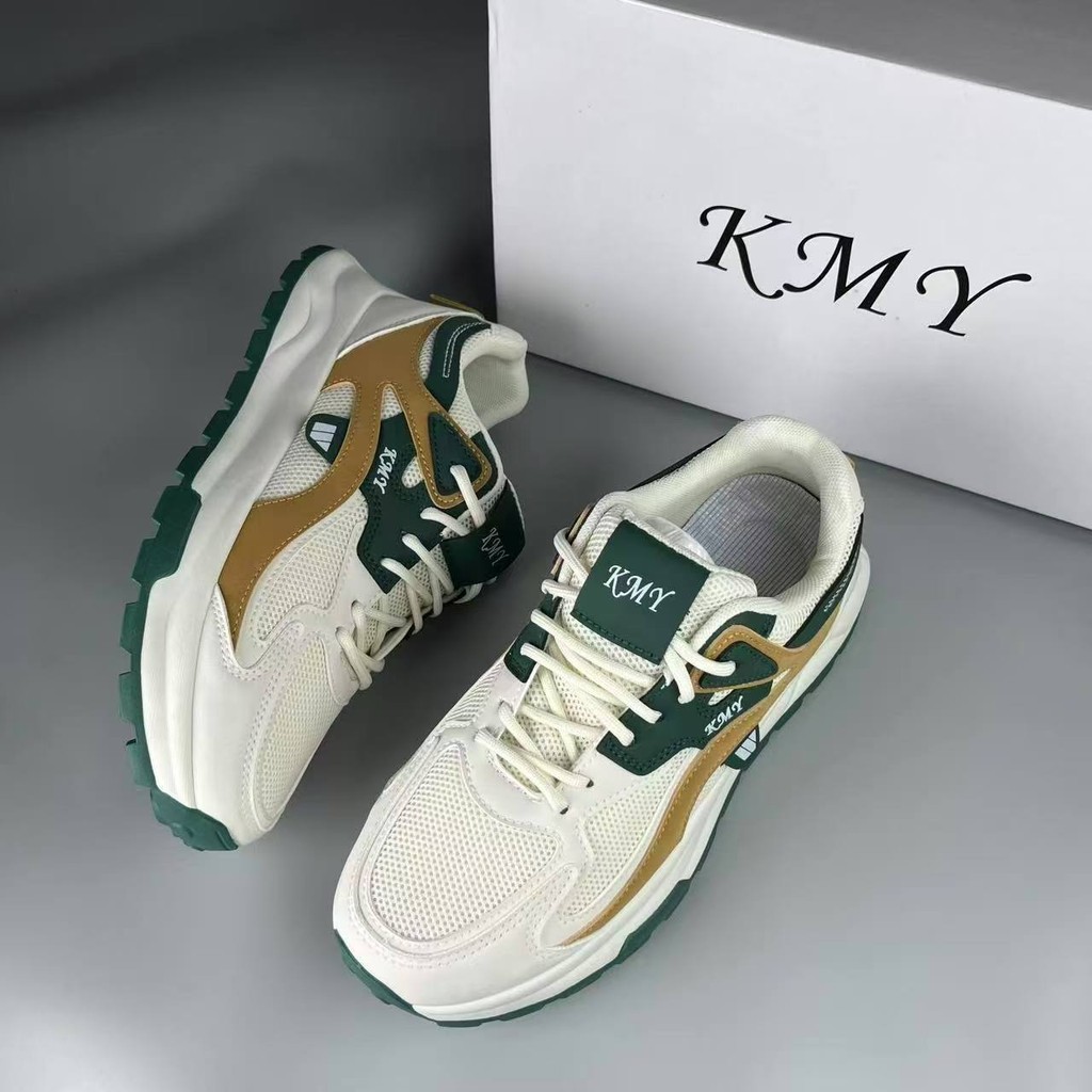 KMY new arrived men sport shoes light weight men running shoes beige ...