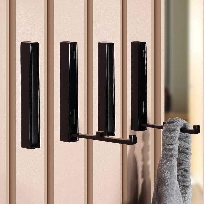 Non perforated invisible clothes hook wall hidden grille folding ...