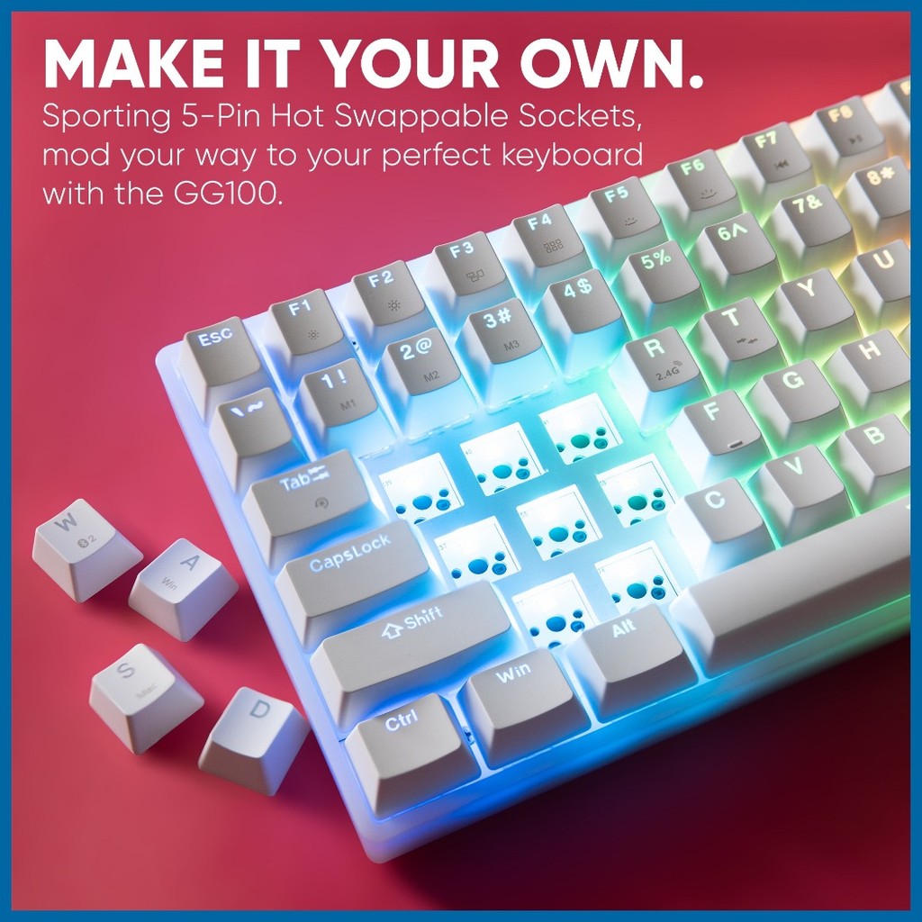 GARUDA GEAR GG100 (SMOKE BLACK) Tri-Mode Wireless, Hot Swappable, 98% ...