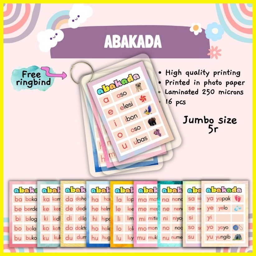 Abakada pantig tagalog primary reading laminated educational flashcards | Shopee Philippines