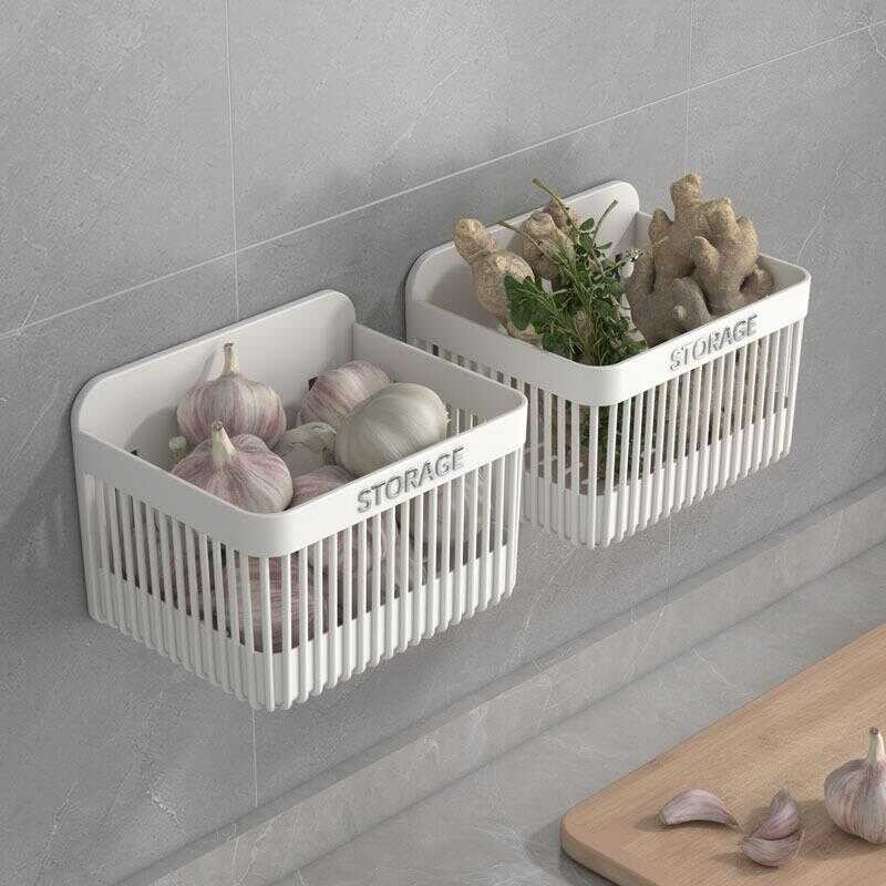 Wall-Mounted Small Storage Box Striped Hollow Ginger Garlic Wall ...