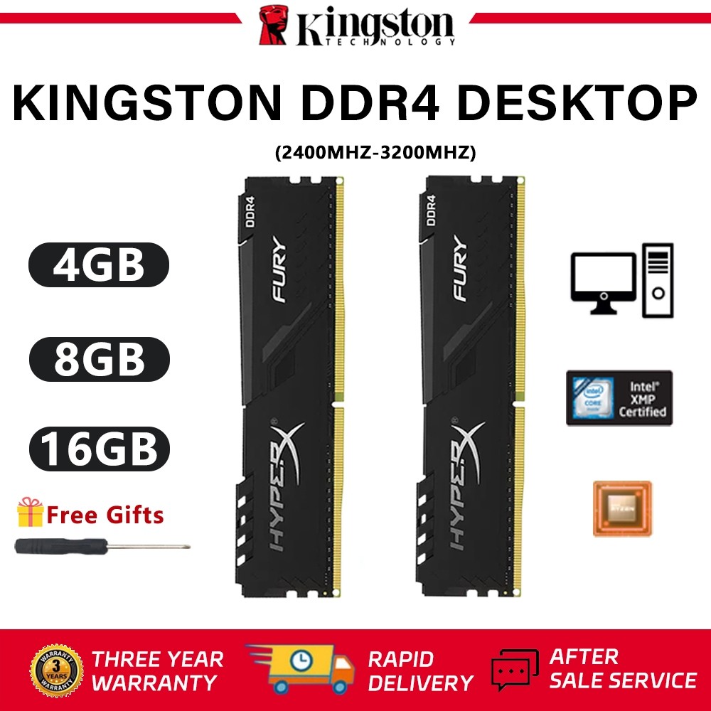 Kingston HyperX FURY Desktop DDR4 RAM 4GB 8GB 16GB 2133Mhz 2400Mhz 2666Mhz 3200Mhz DIMM Game ...