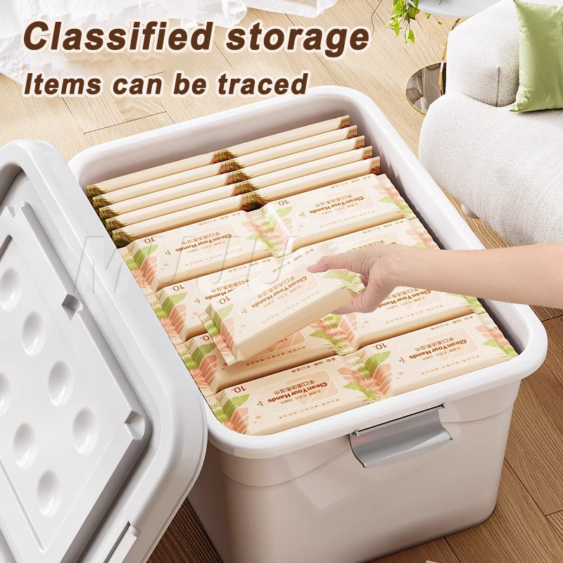MUJU Stackable Plastic Storage Box With Wheel Clothes Storage Box ...