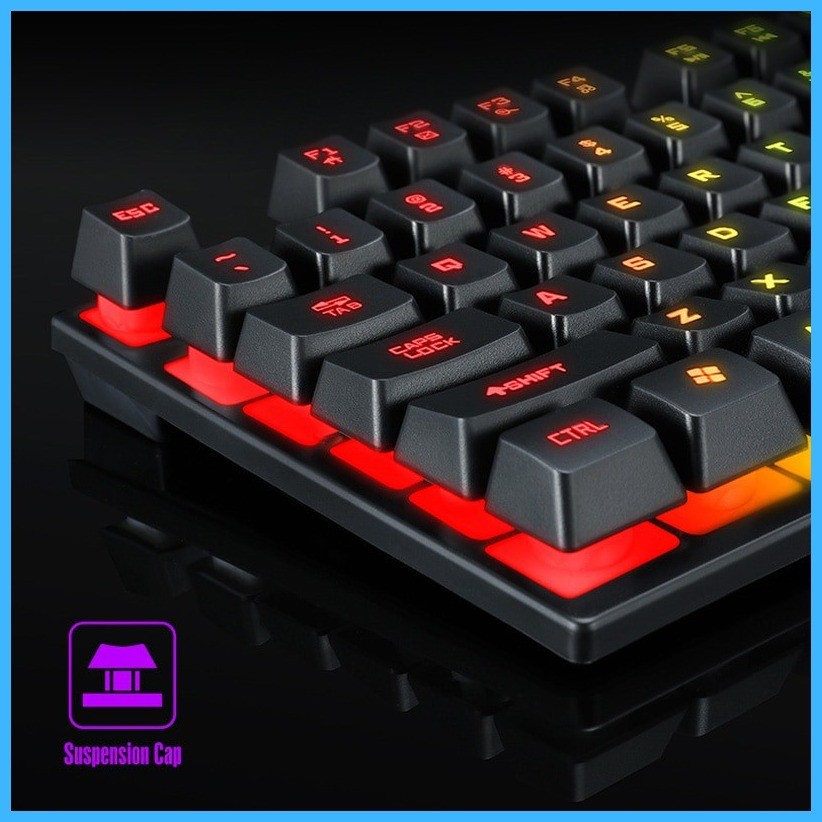 Rainbow LED Gaming Keyboard And Mouse Combo Bundle Game Equipment USB ...
