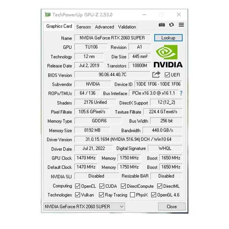 USED 32 NVIDIA Geforce RTX 2060 SUPER 2060 6G Graphics Card PCIE 3.0X16 ...