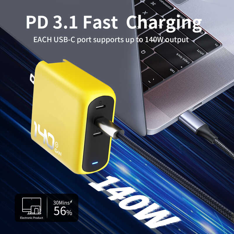 140W Gan Portable Charger Multi-Port Gan Small Size Pd3.1 High Power ...