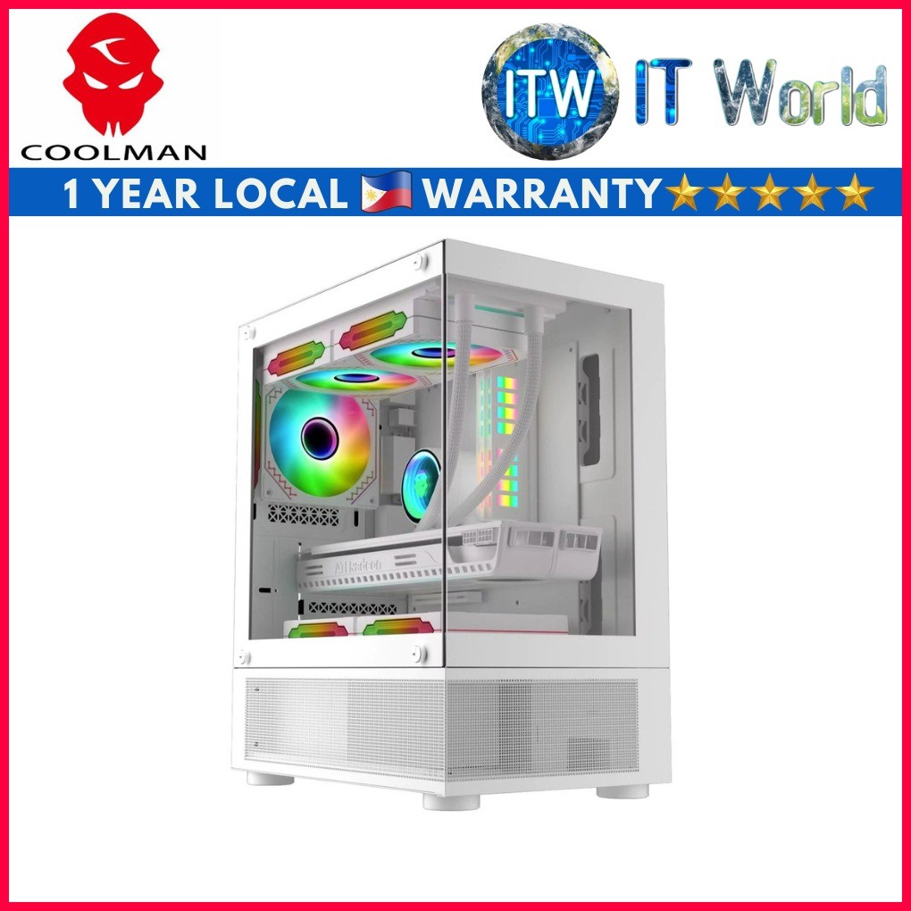 Itw | Coolman Reyna mATX/ITX Tempered Glass PC Case (Black/White ...