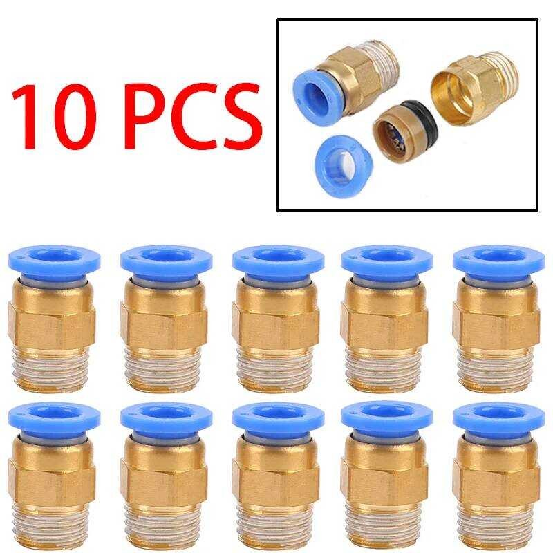 Pneumatic W 10Pcs Air Connector Fitting PC 4Mm 6Mm 8Mm 10Mm 12Mm Thread ...