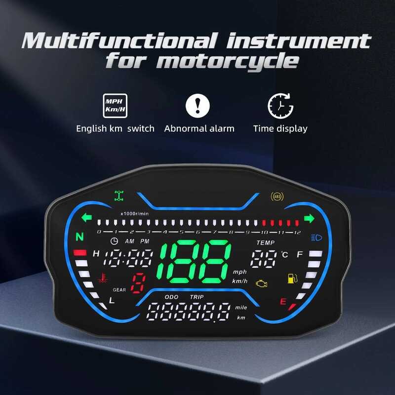 12000 3 D R Motorcycle LCD Digital Speedometer Odemeter Tachometer Fuel ...