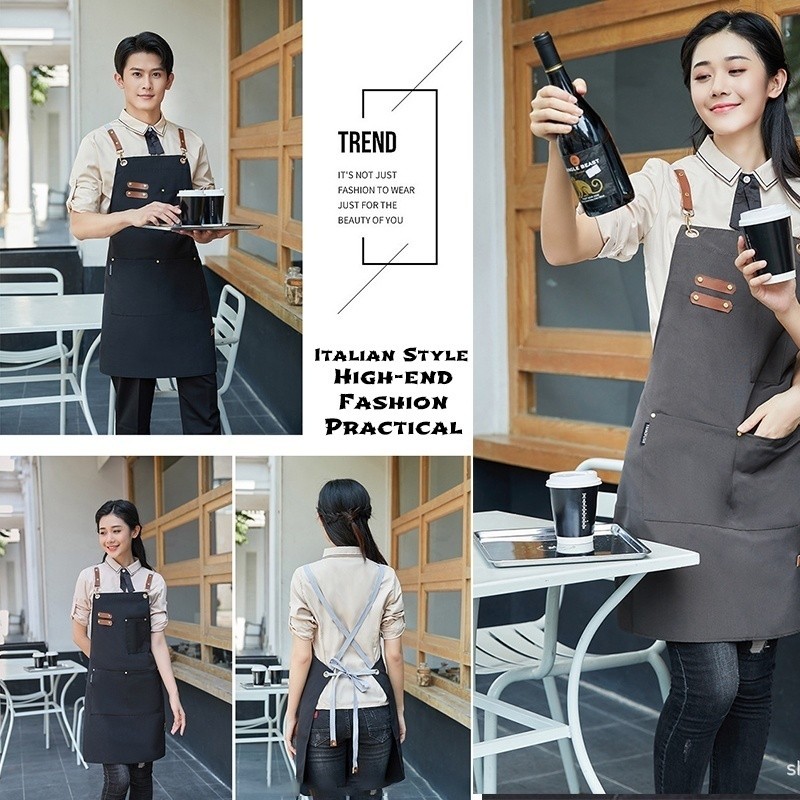 Thickened Canvas Apron Full Body Oil Resistant Apron Coffee Shop Aprons ...
