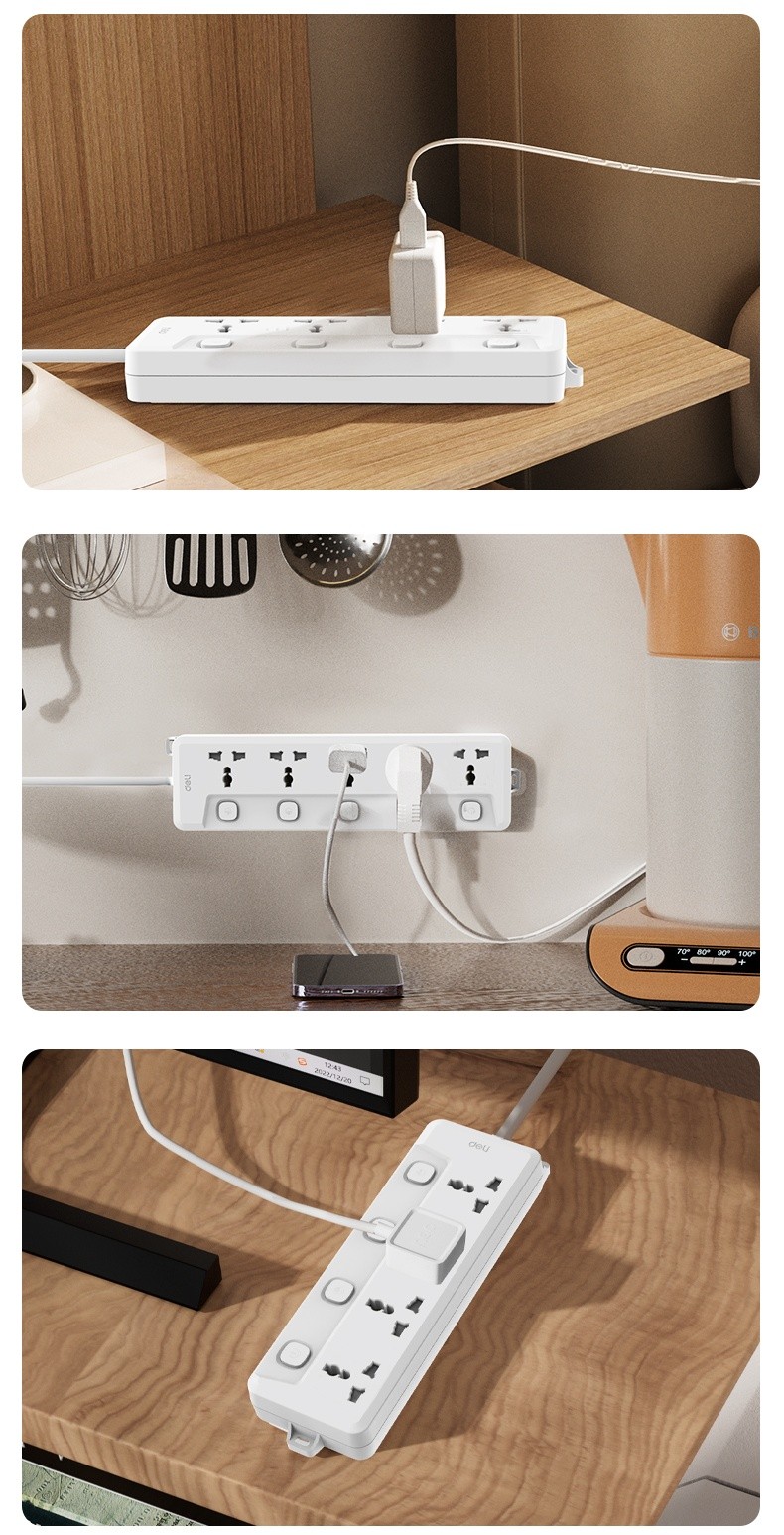 Deli Tools 2/3/5M Universal Electric Sockets Power Strip 5 Groups ...