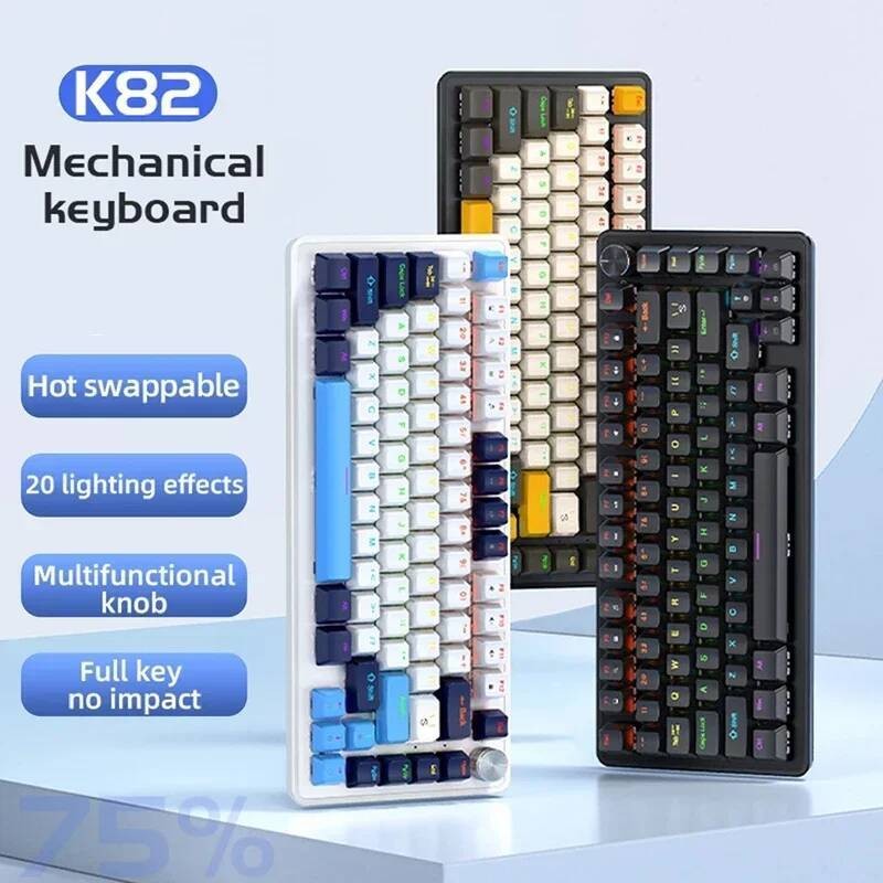 Wired K82 Mechanical Keyboard 75% layout,Full Key Hot Swappable ,Cool ...