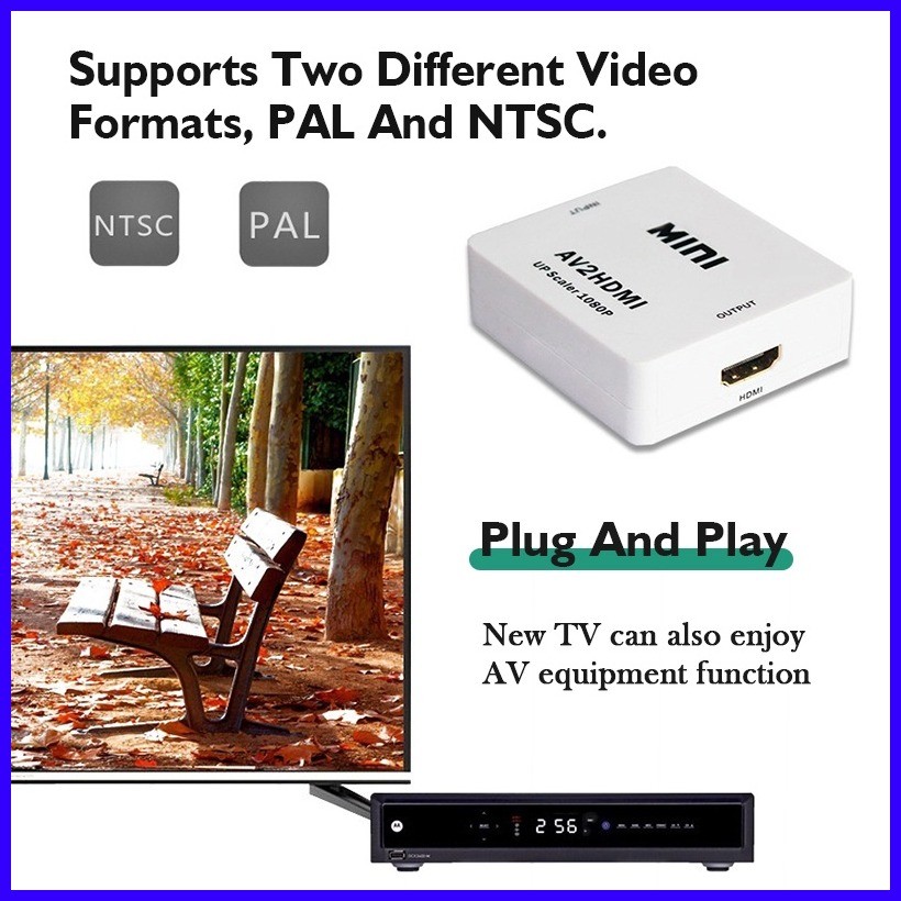 RCA AV to HDMI Converter 1080P AV2HDMI Adapter RCA AV/CVSB L/R To HDMI ...