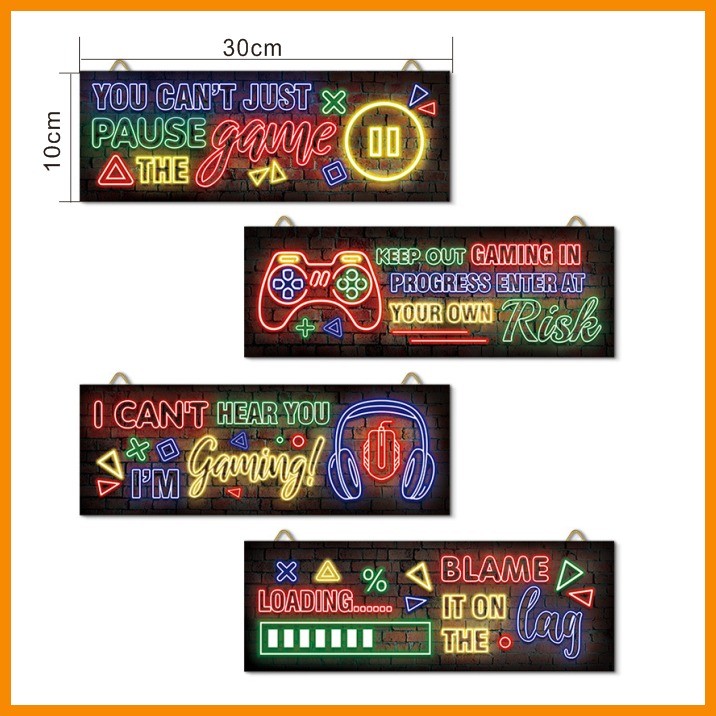 4pcs Game Room Decoration Poster Wall Art Electronic Game Painting Game ...