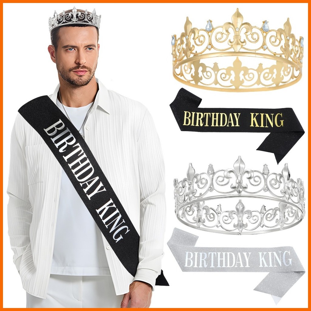♈ Royal King Crown for Men Full Round Prince Tiaras Metal Unisex Crown ...