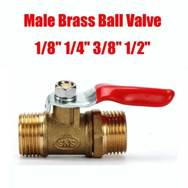 Brass Ball Vae 1/8" 1/4" 3/8" 1/2" To Male BSP Thread With Red Lever ...