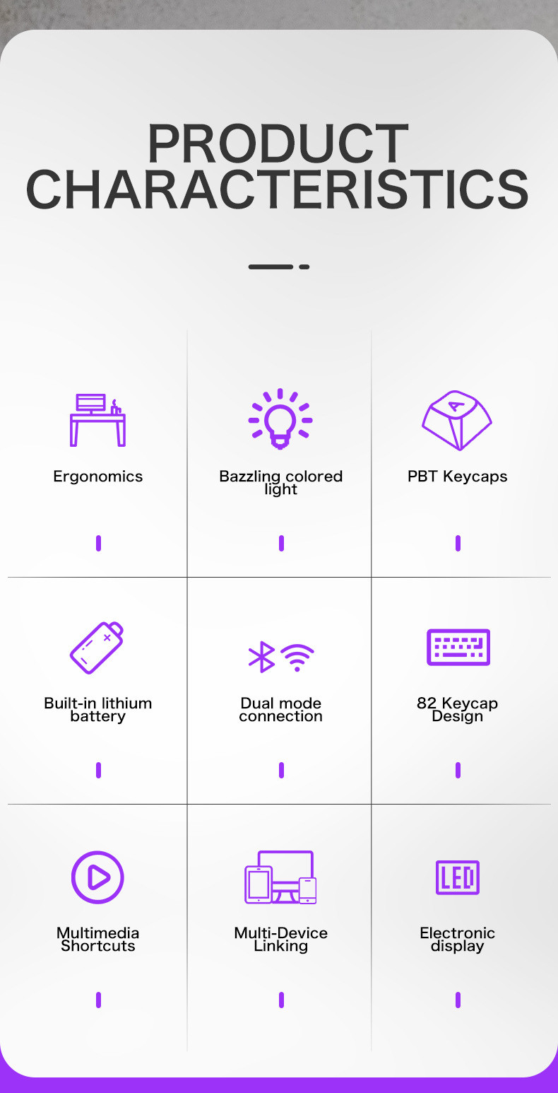 ZIYOULANG M75 Wireless Bluetooth Dual-Mode Mechanical Feel Keyboard ...