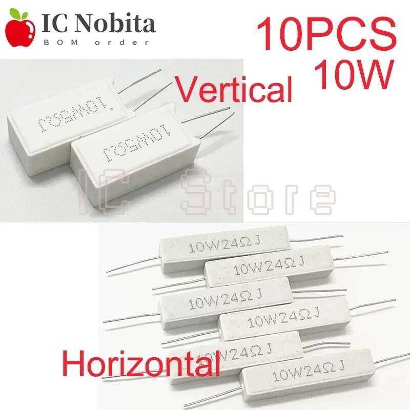 10PCS 10W Cement Ceramic Resistor Power Resistance 5% 0.1 ~ 100K 0.1R ...