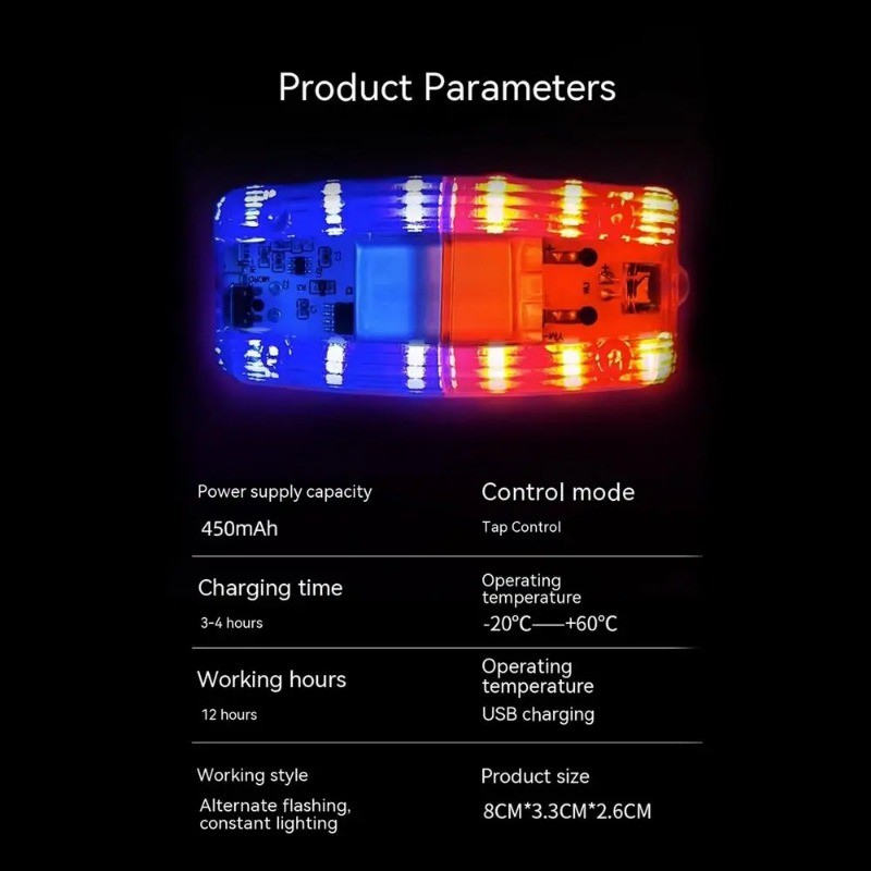 Red Blue Led Shoulder Warning Light with Clip USB Charging Night riding ...