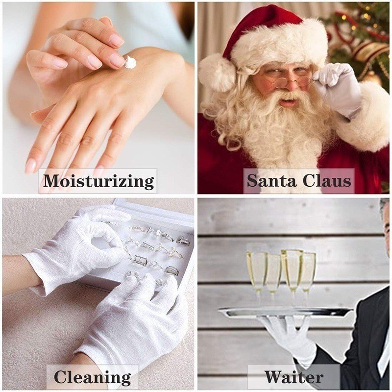 10-50Pairs High Stretch White Cotton Gloves / Coin Jewelry Ceremonial ...